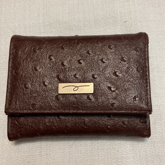 Guang Tong | Bags | Vintage Brown Ostrich Print Womens Tri Fold Wallet ...